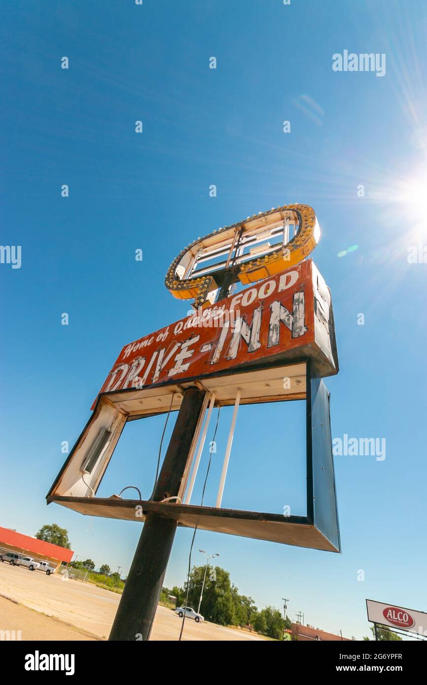 derelict Drive-Inn restaurant cafe sign on Route 66 in Tucumcari New ...