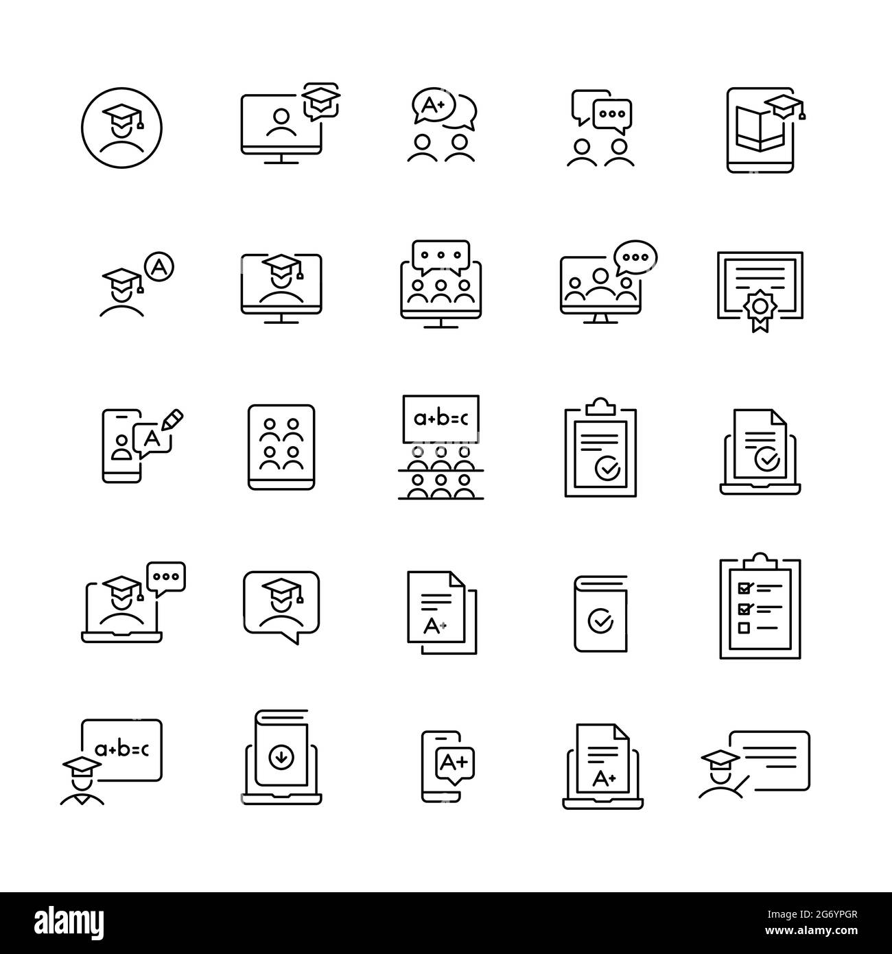 E-learning icons. Pixel perfect, editable stroke Stock Vector Image ...