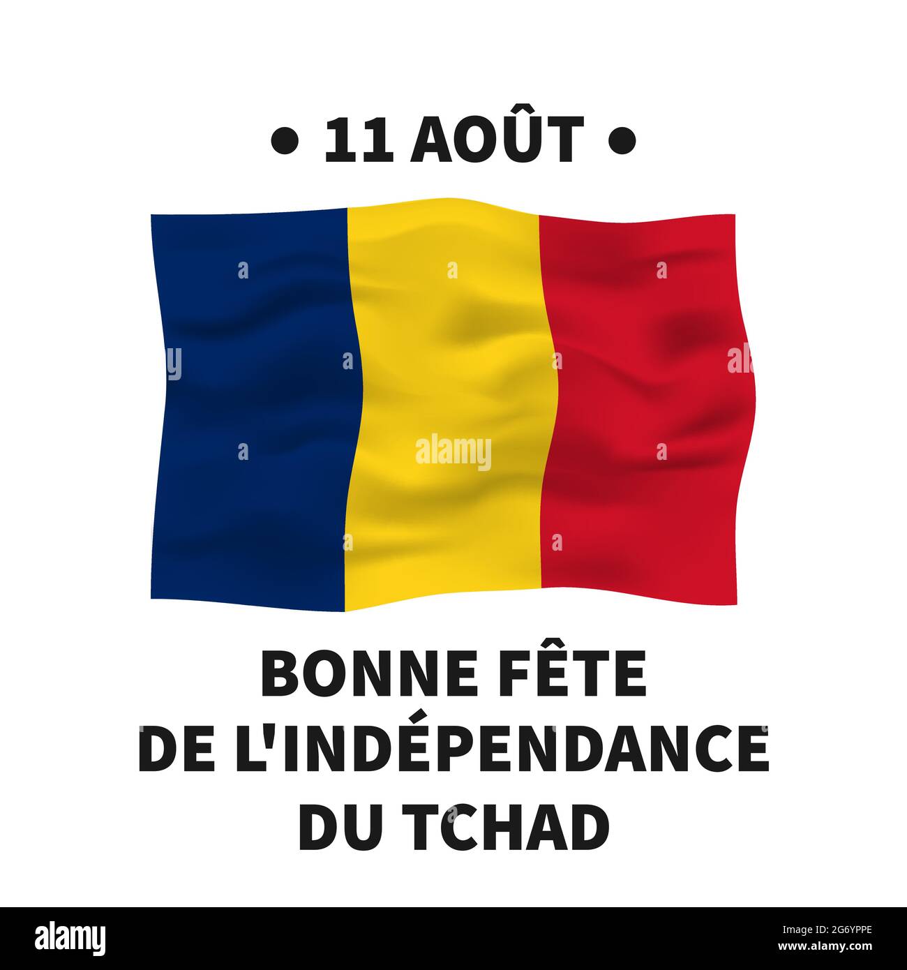 Chad Independence Day lettering in French with flag. National holiday ...
