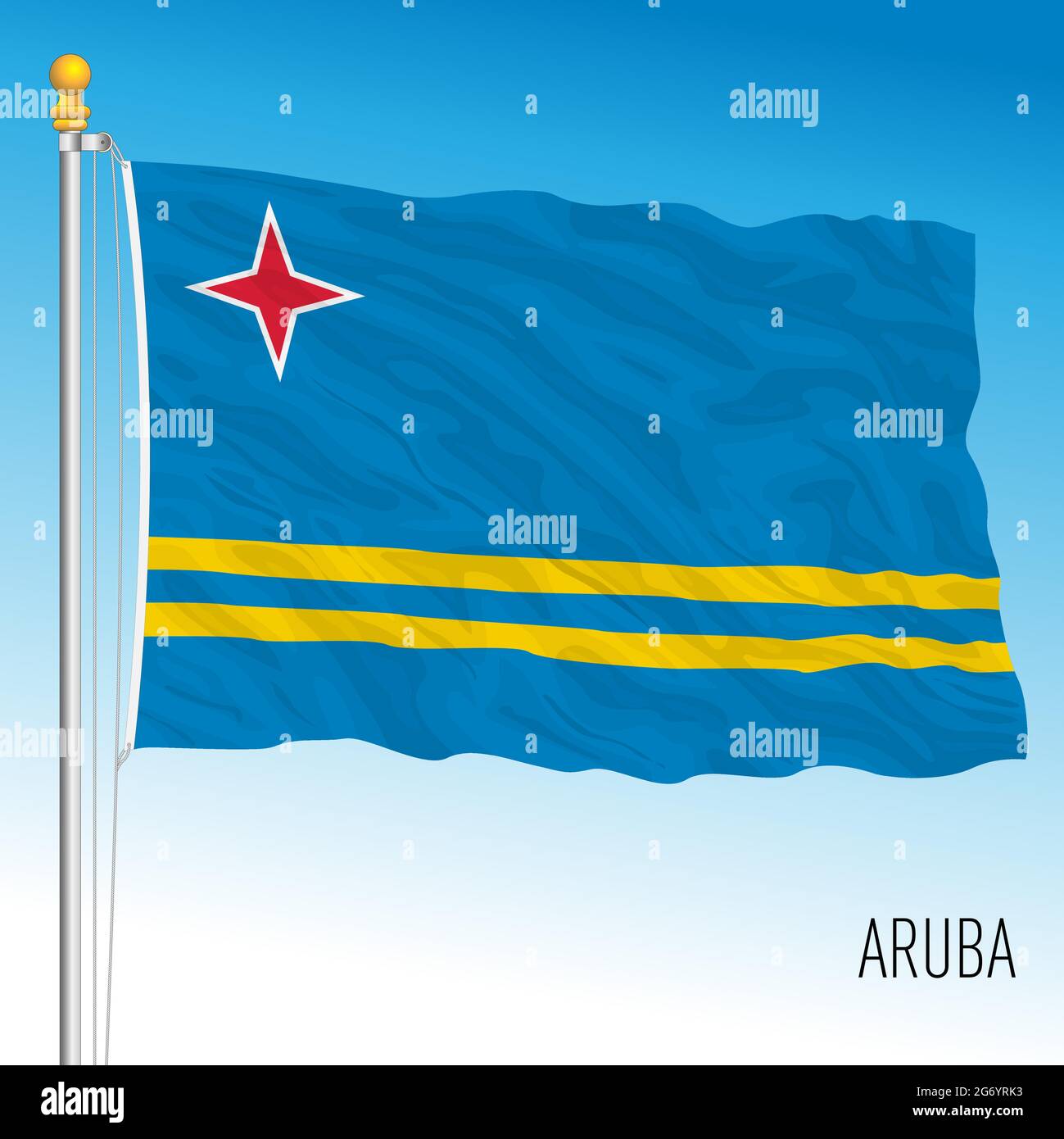 Aruba official national flag, dutch antilles, vector illustration Stock ...