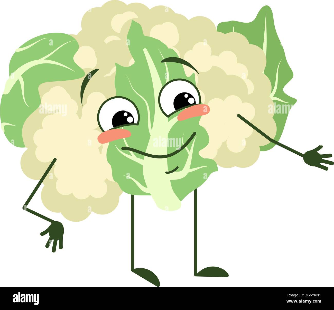 Cute cauliflower character with joyful emotions Stock Vector Image ...