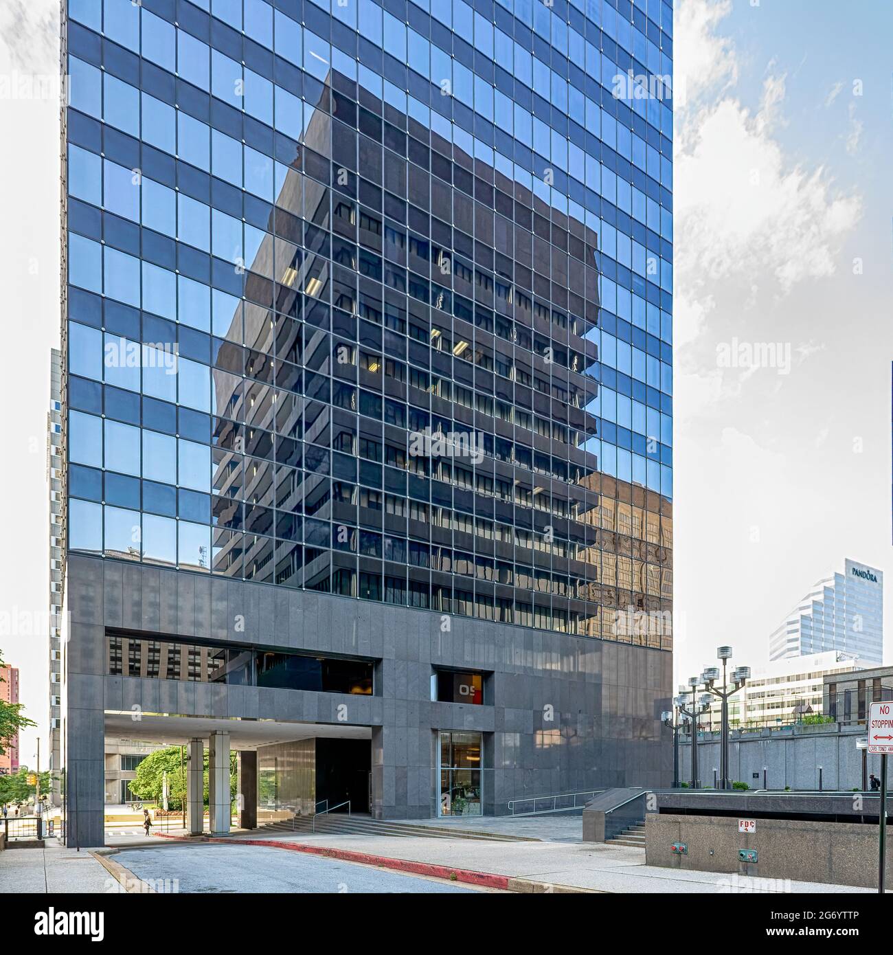 Black on Black: Black granite Sun Life Building reflected in black ...