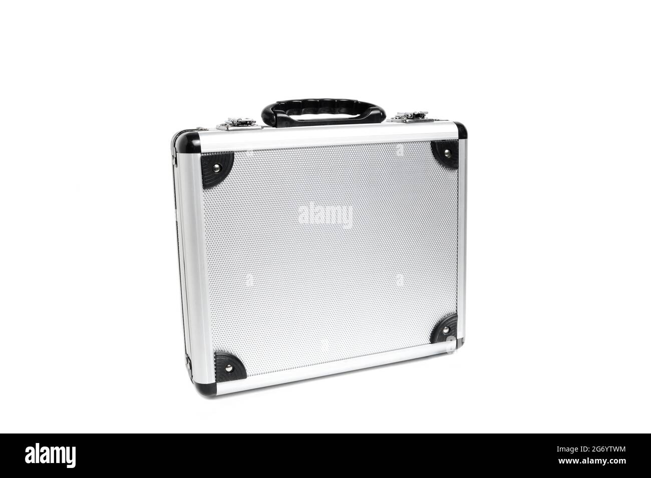 Metal aluminum briefcase on a white background Stock Photo - Alamy
