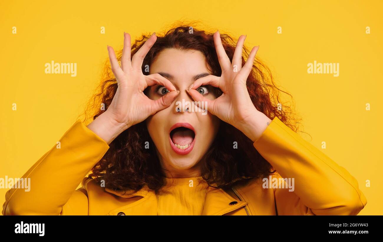 Woman eyeglasses binoculars hi-res stock photography and images - Alamy