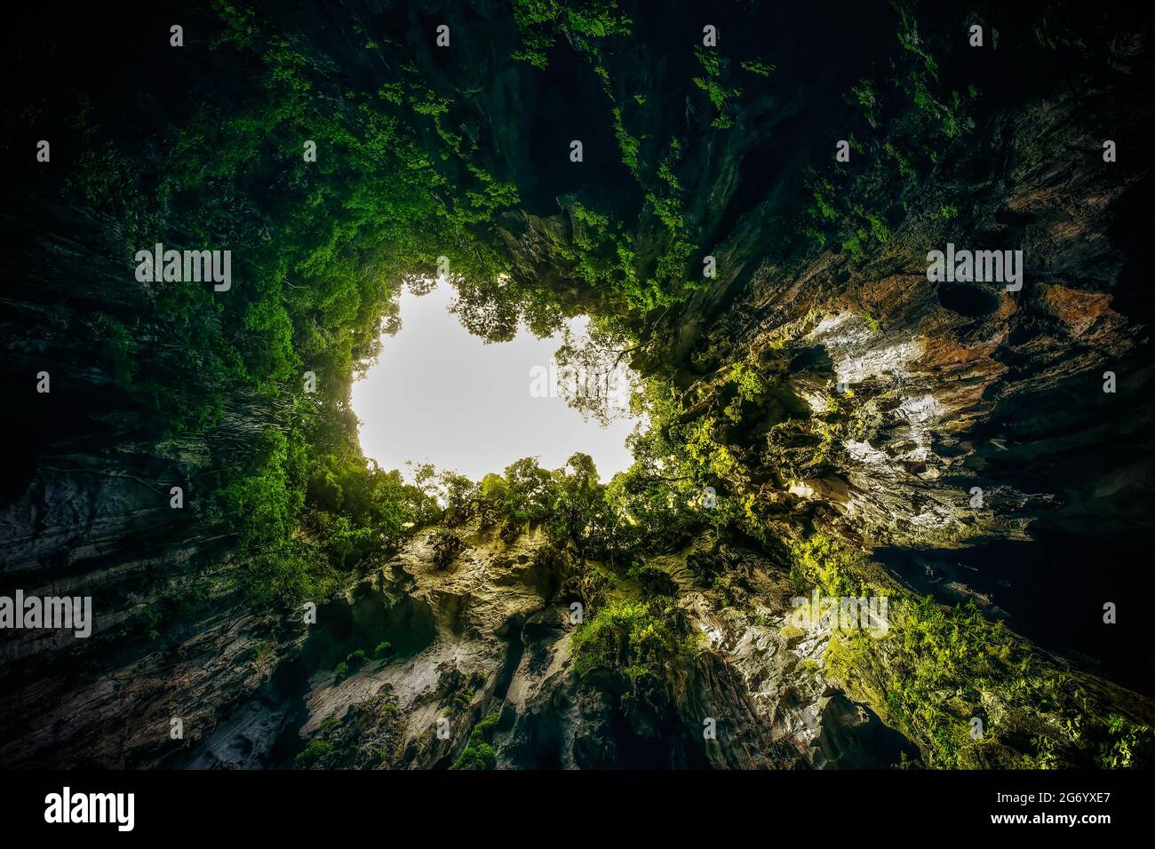 awesome deep cave in kuala lumpur - malaysia. ground of a hole with ...