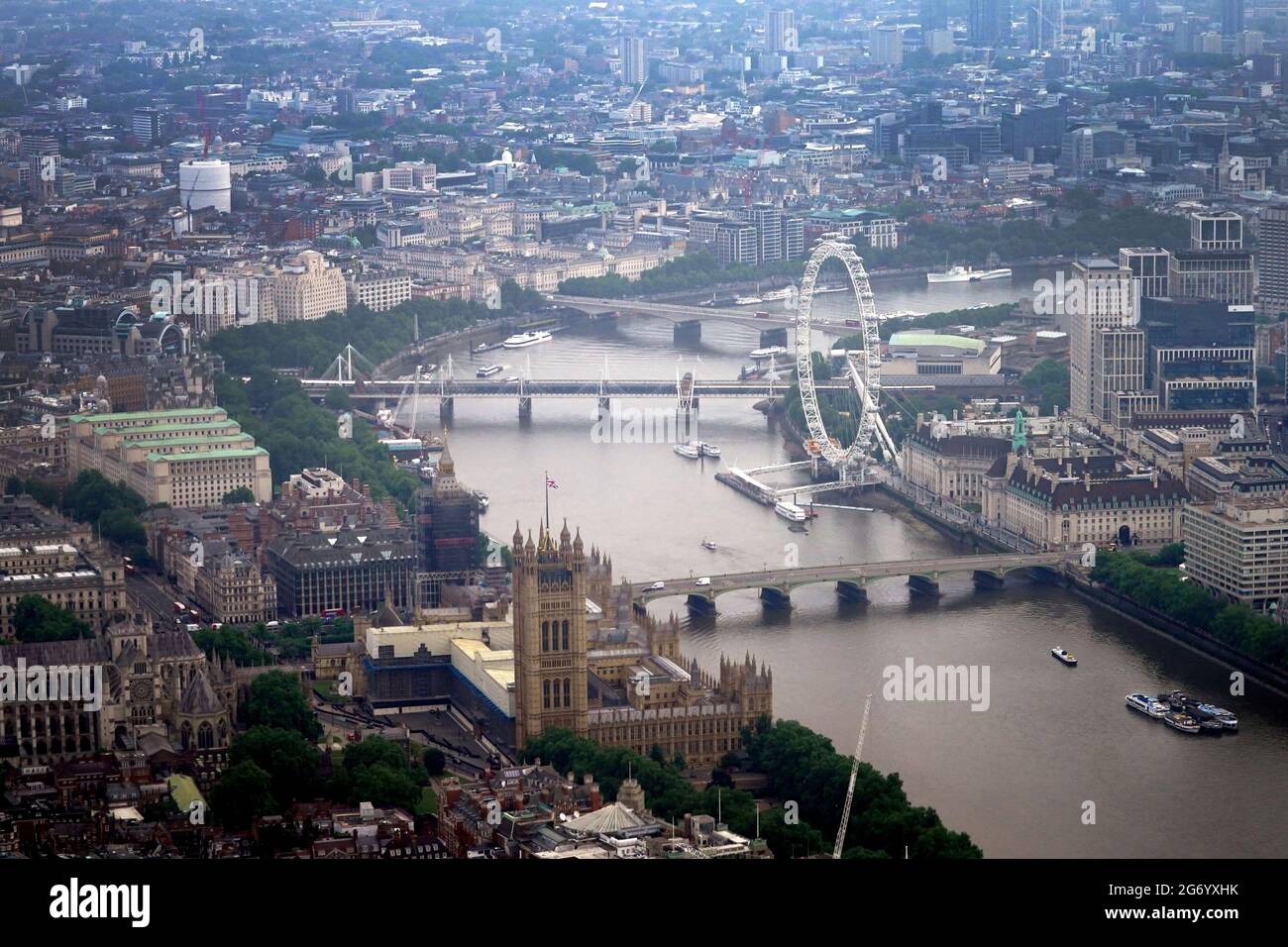 An aerial view of Westminster in central London. Picture date: Friday ...