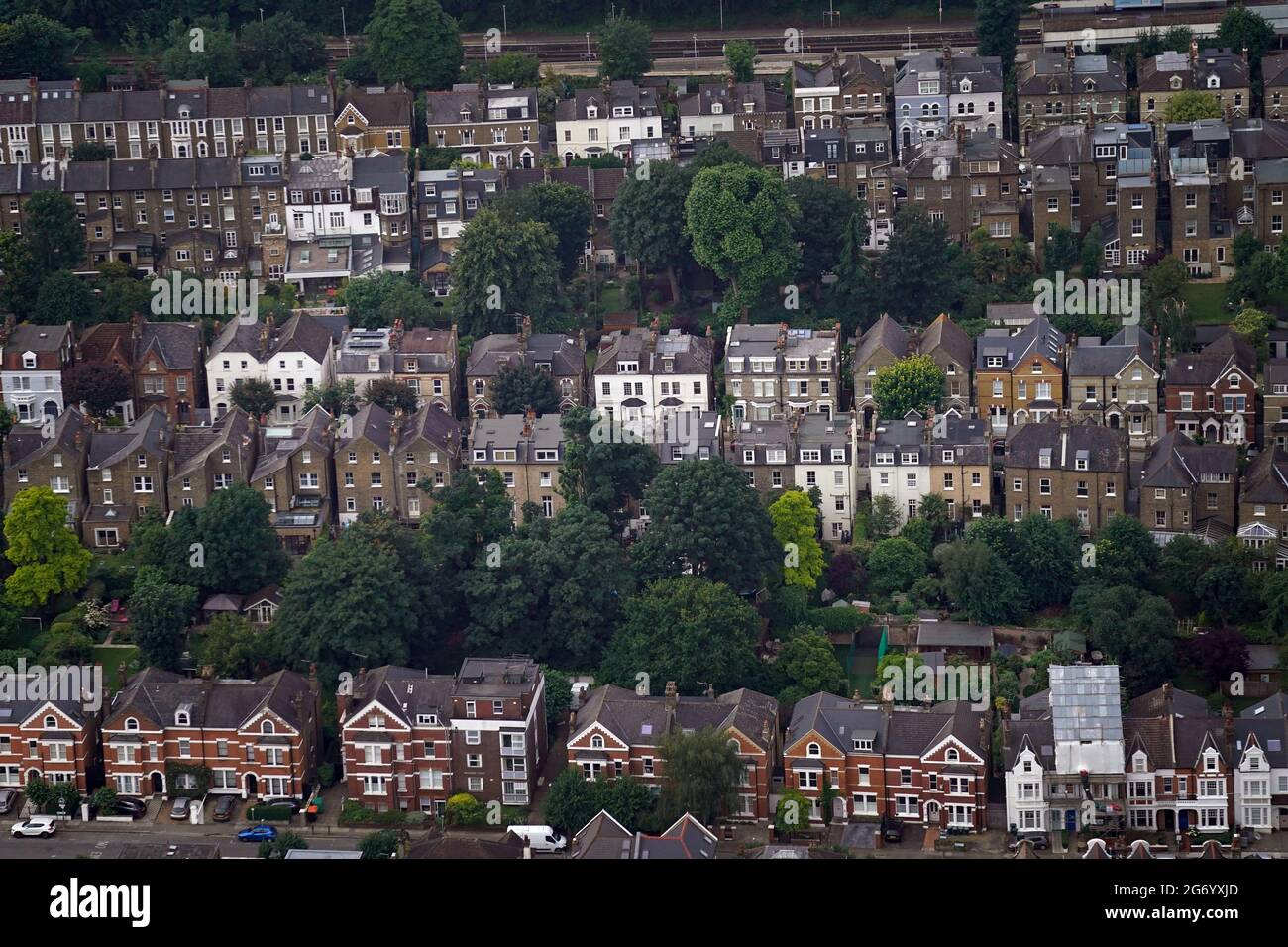 An aerial view of residential streets in west London. Picture date ...