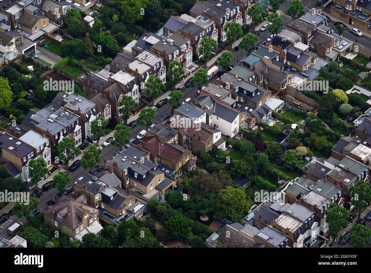 An aerial view of terraced housing in west London. Picture date: Friday ...