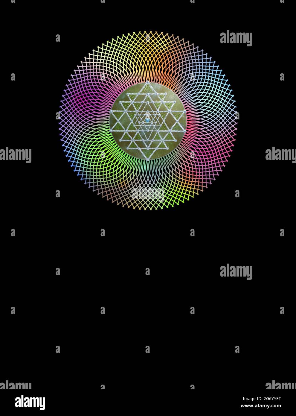 Spiritual background for meditation with sacred symbols and colorful ...