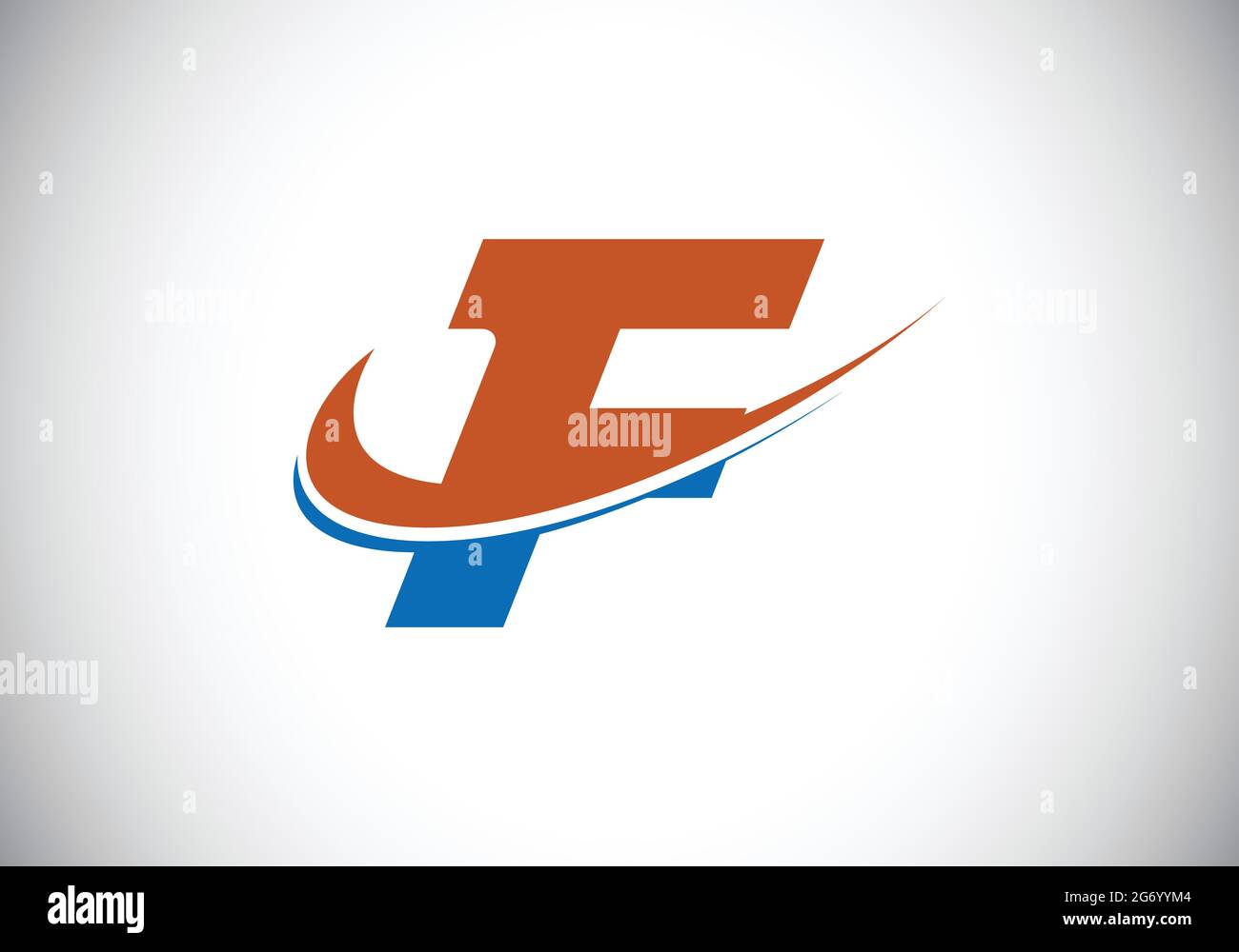Initial letter F with swoosh, red and blue logo template. Modern vector ...