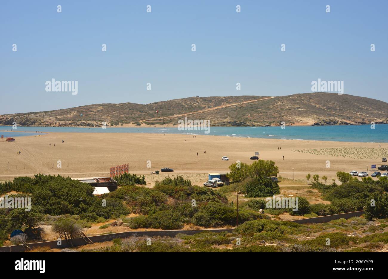 Prasonisi, Greece sand beach and little island southern part of Rhodes ...