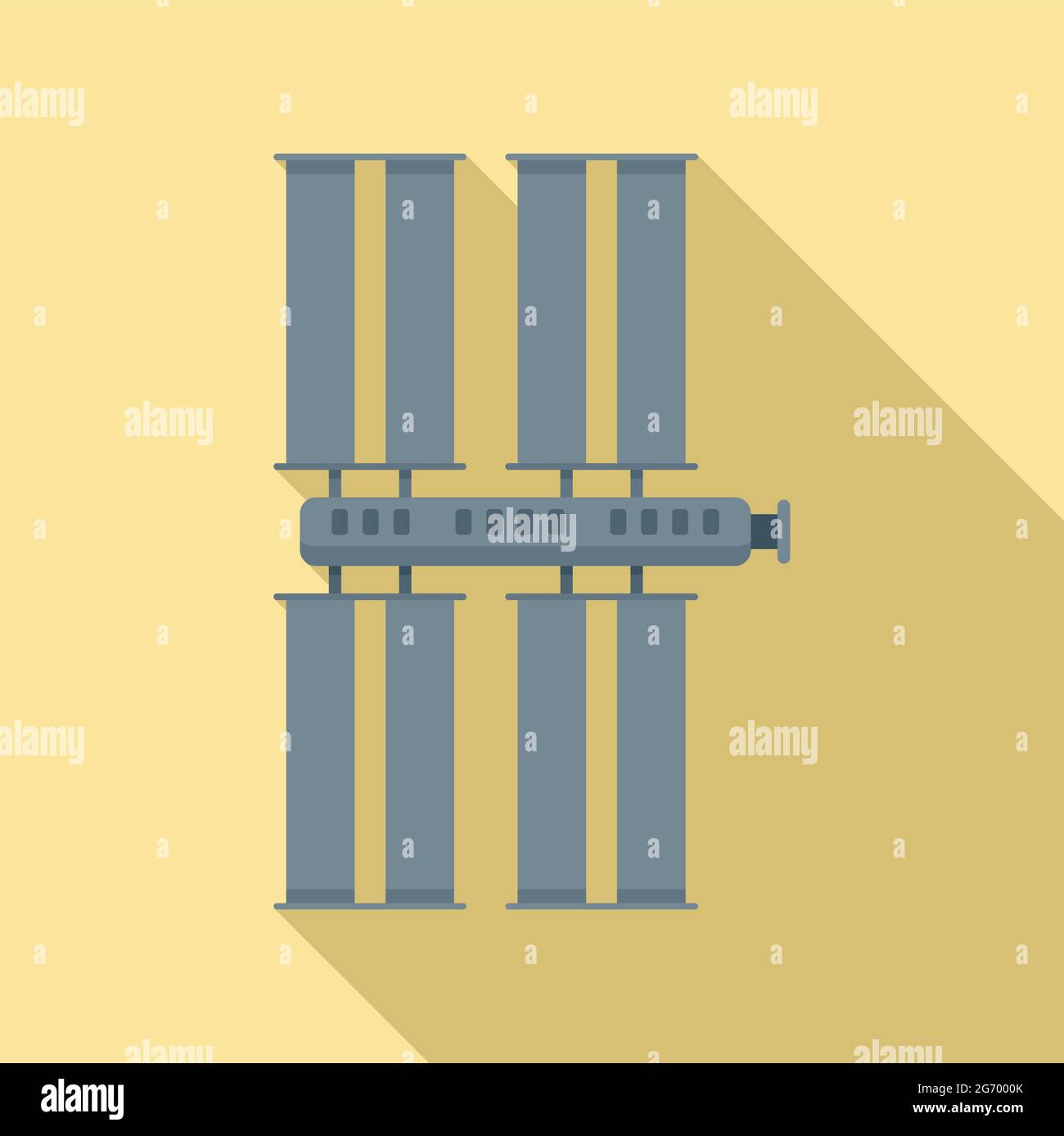 Solar panel space station icon flat vector. International earth system ...