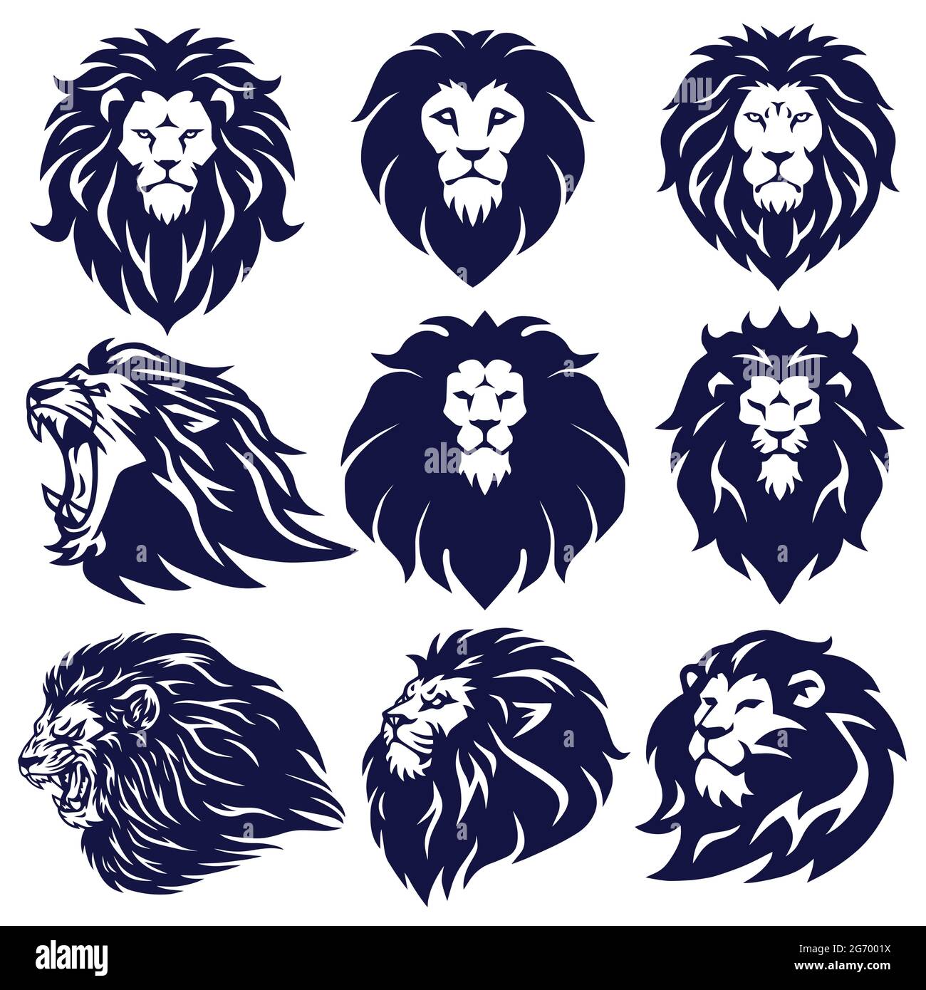 Lion Logo Set Collection Vector Design Illustration Stock Vector Image ...