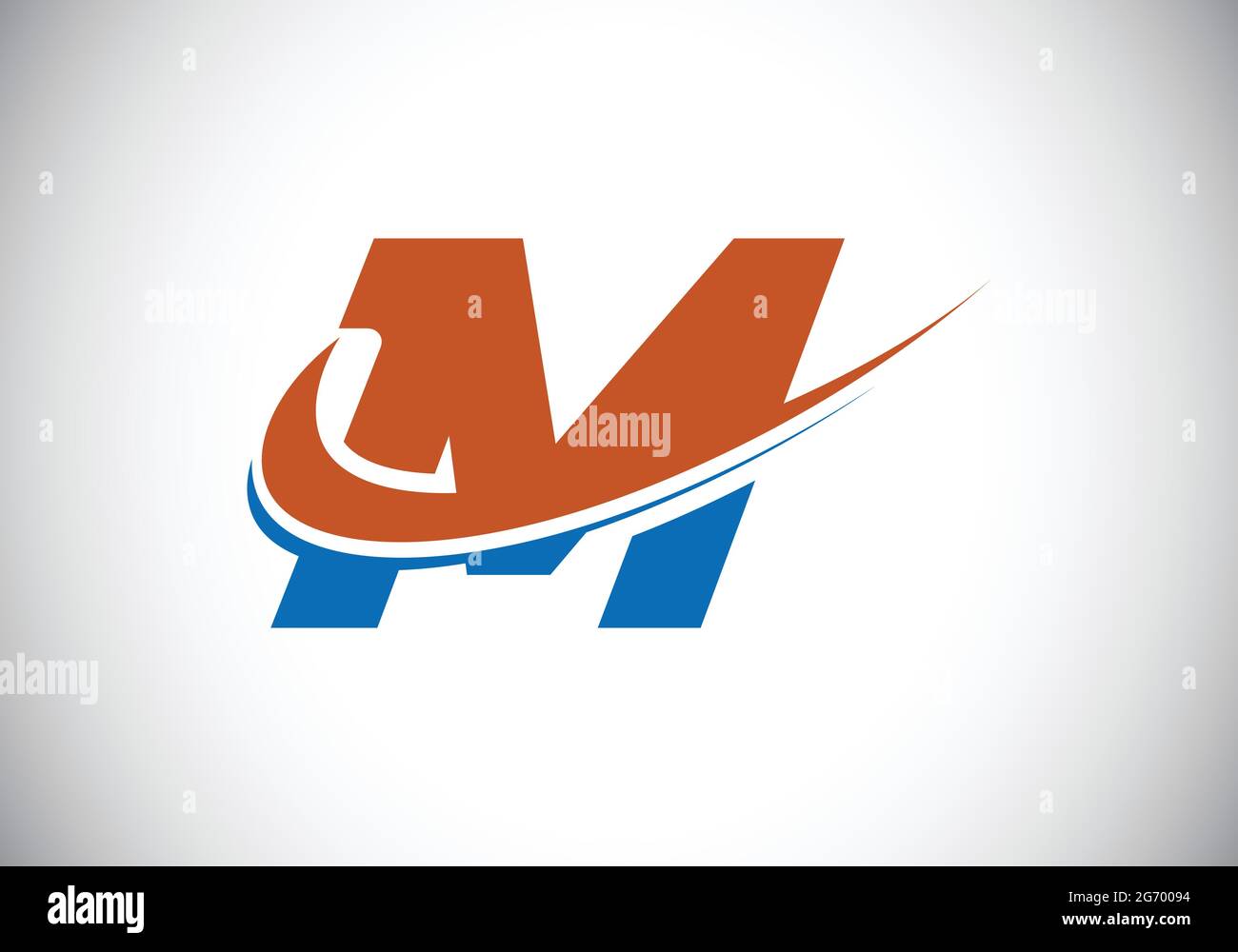 Initial letter M with swoosh, red and blue logo template. Modern vector ...