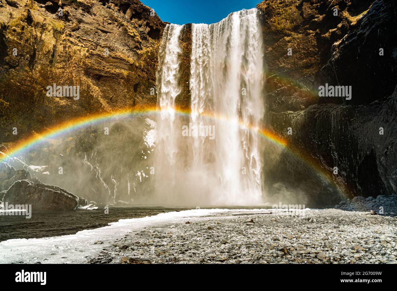 Double rainbow at Skógarfoss in Iceland Stock Photo - Alamy