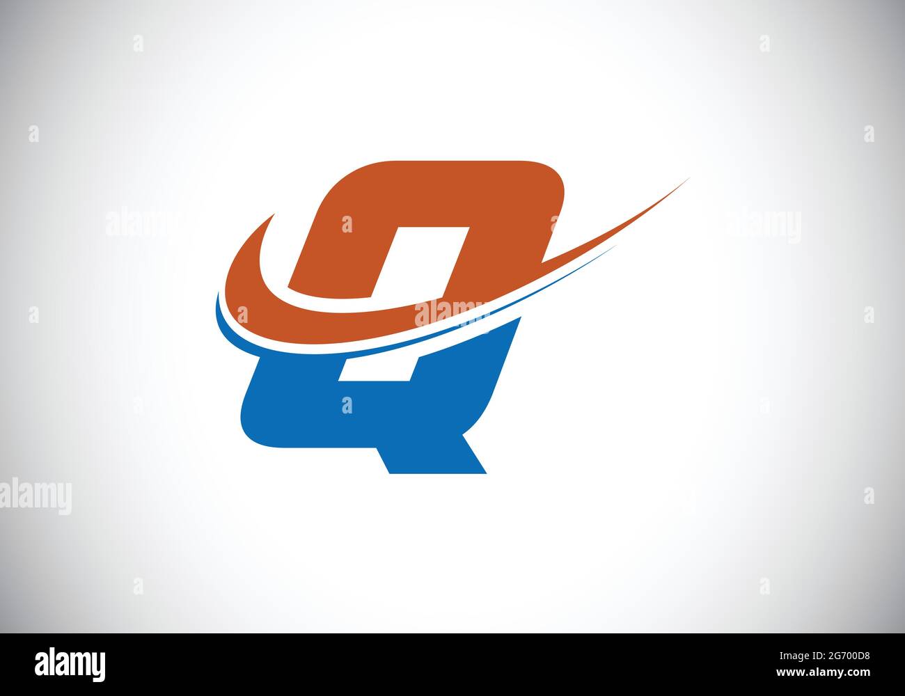 Initial letter Q with swoosh, red and blue logo template. Modern vector ...