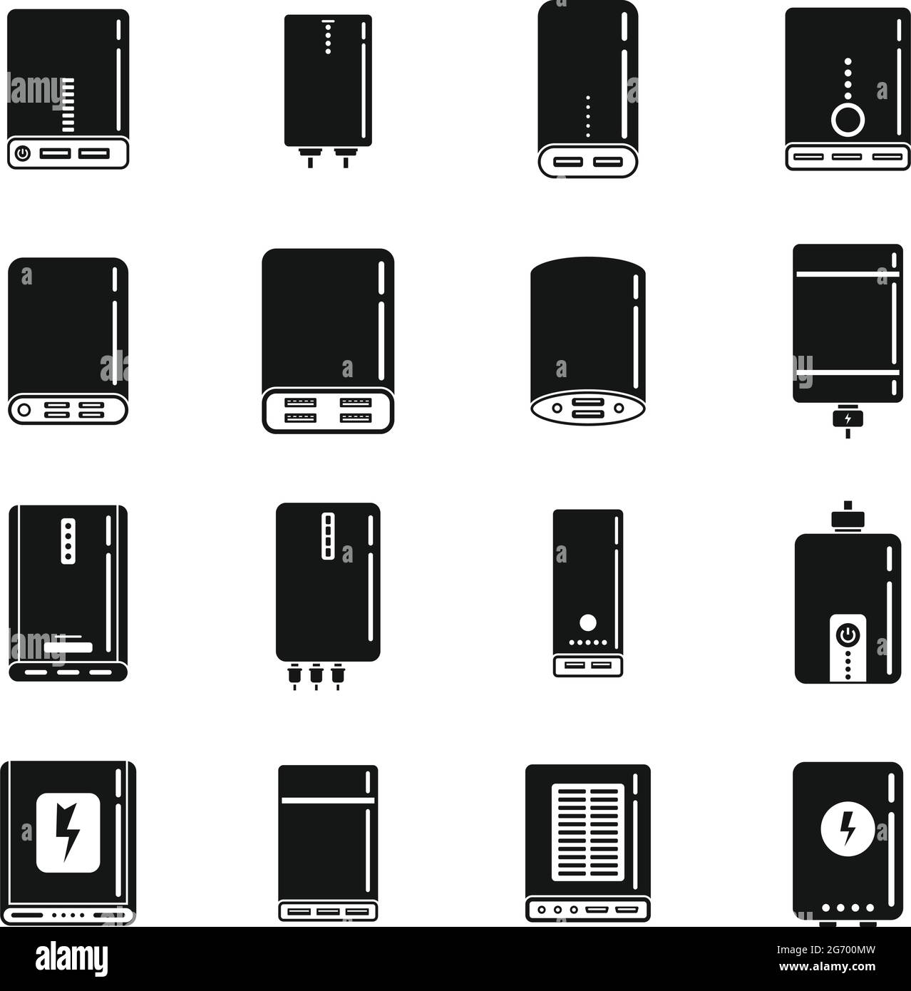 Battery icons set simple hi-res stock photography and images - Alamy