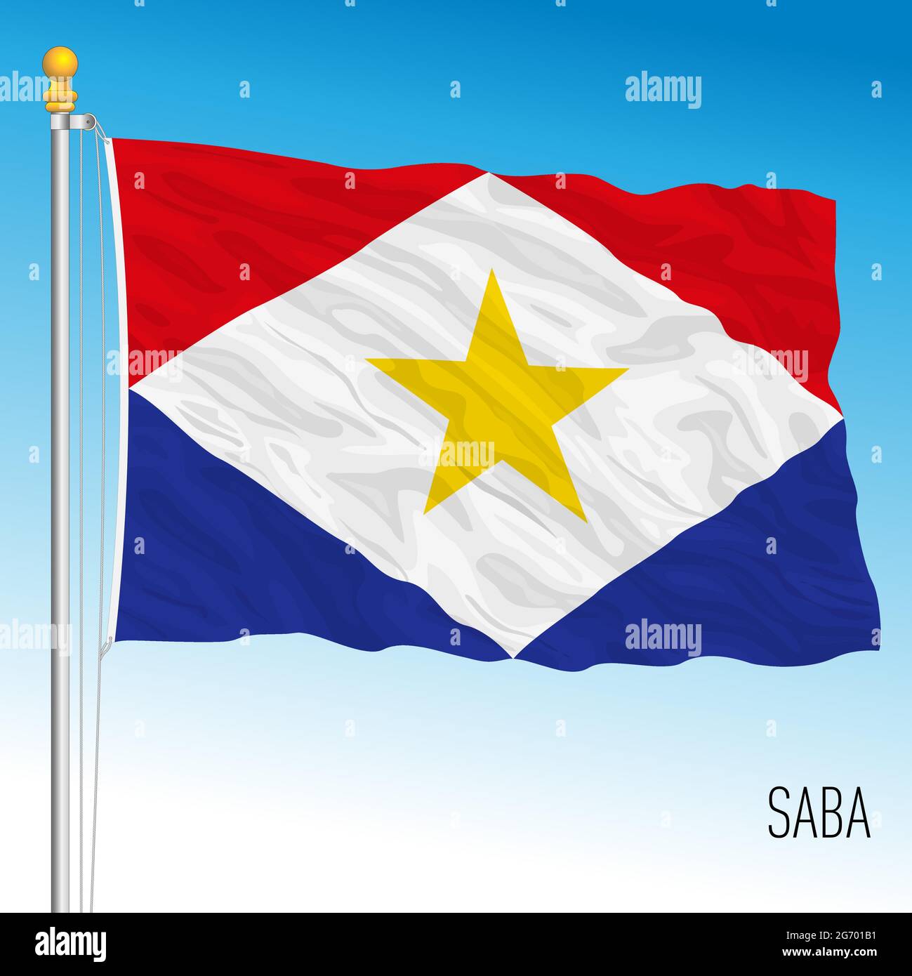 Saba island official flag, dutch antilles, vector illustration Stock ...