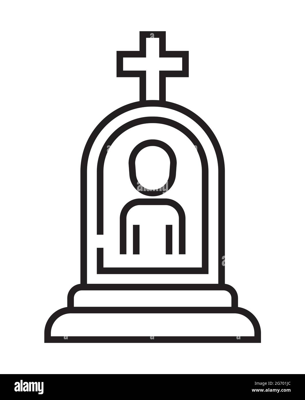 Funeral icon vector in a thin line style. Tombstone, crypt sign. A ...