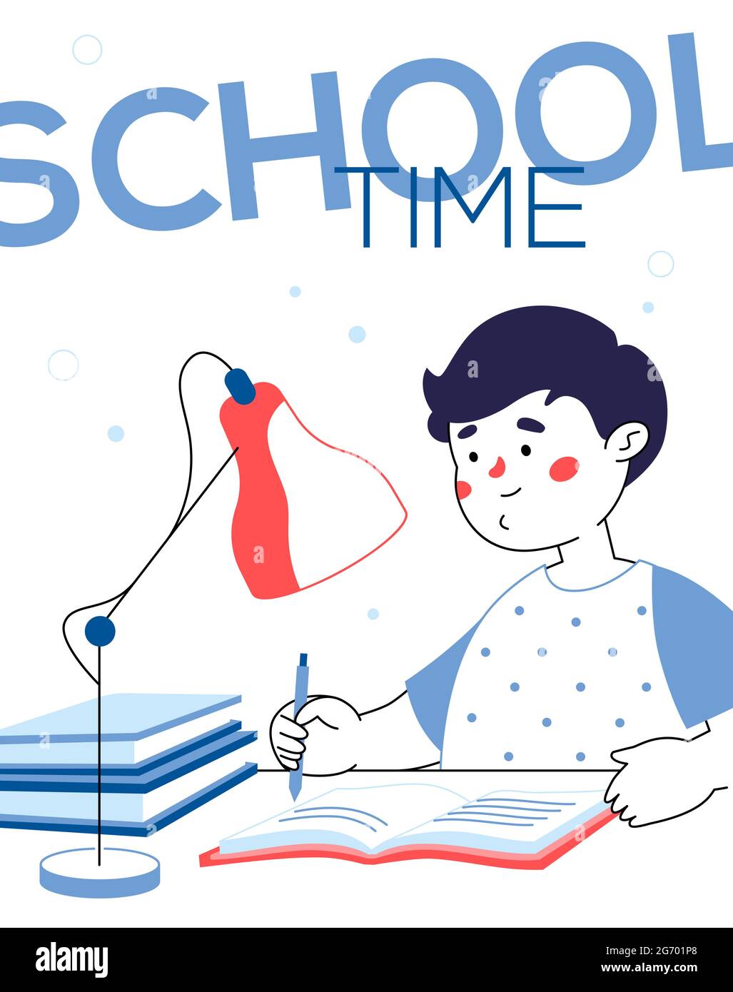 Time for school - colorful line design style illustration with cartoon ...