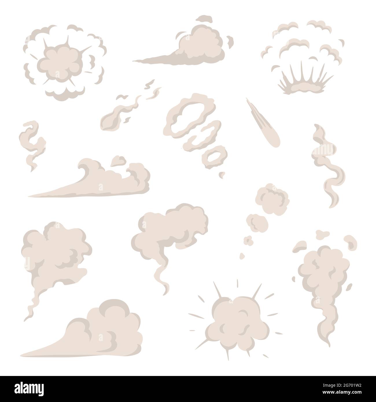 Vector smoke set special effects template. Cartoon steam clouds, puff ...