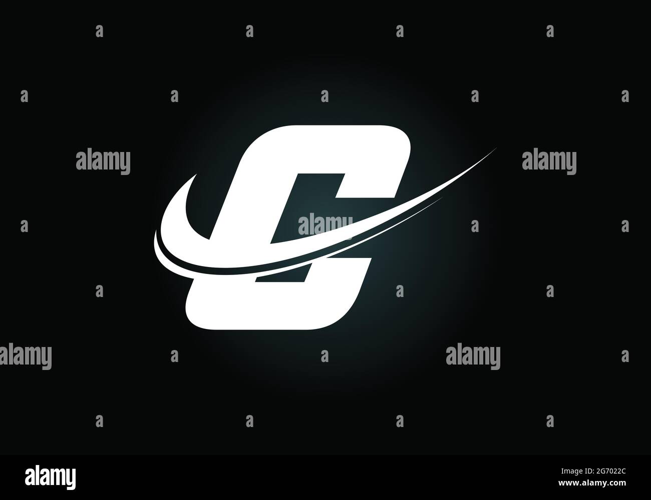 Initial letter C with swoosh, black and white logo template. Modern ...