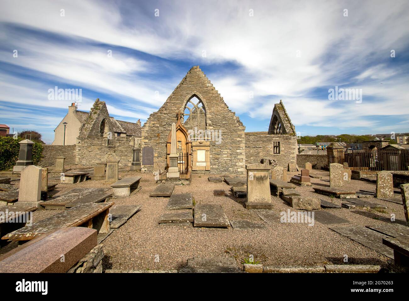 The ruins of the Old St Peters Church in Thurso, Scottish Highlands, UK ...