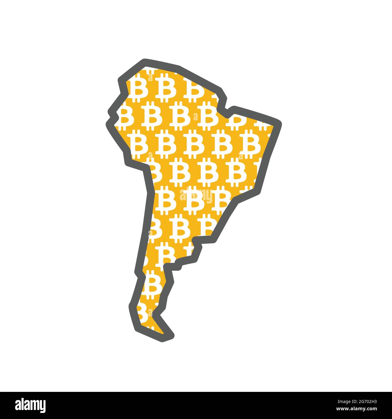 South America country map with bitcoin crypto currency logo Stock ...