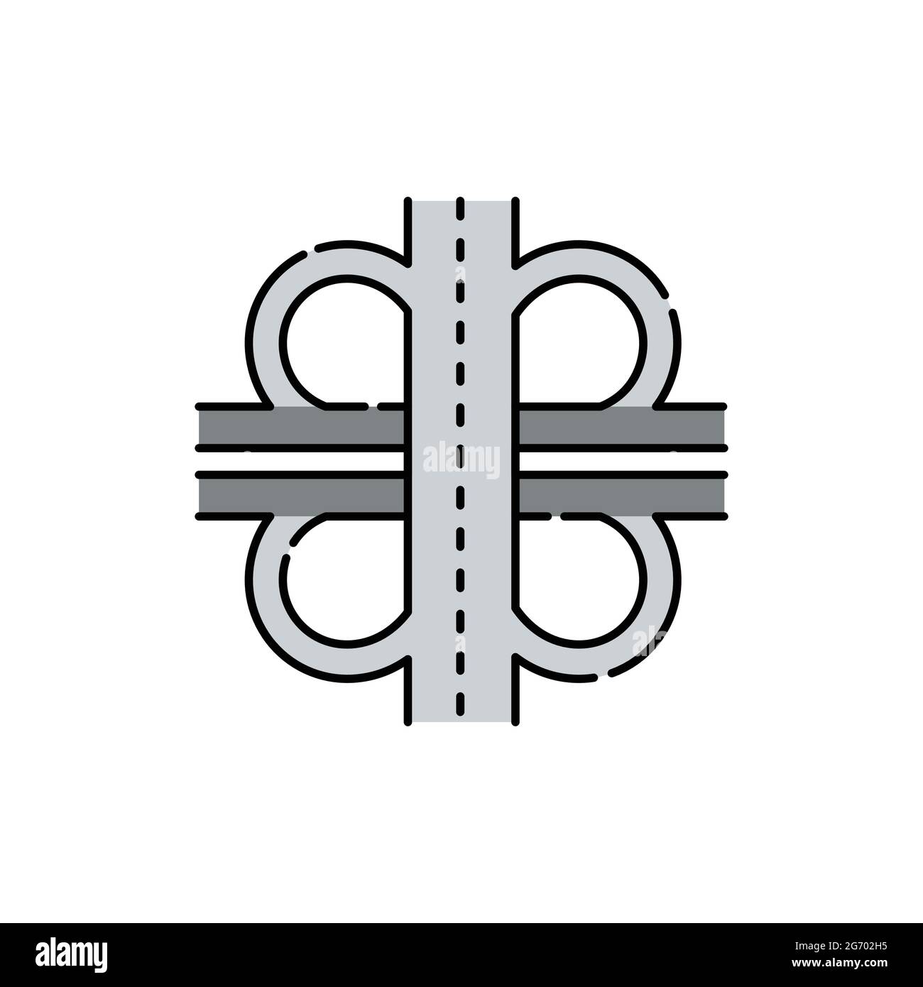 Difficult road junction olor line icon. Road construction. Pictogram ...