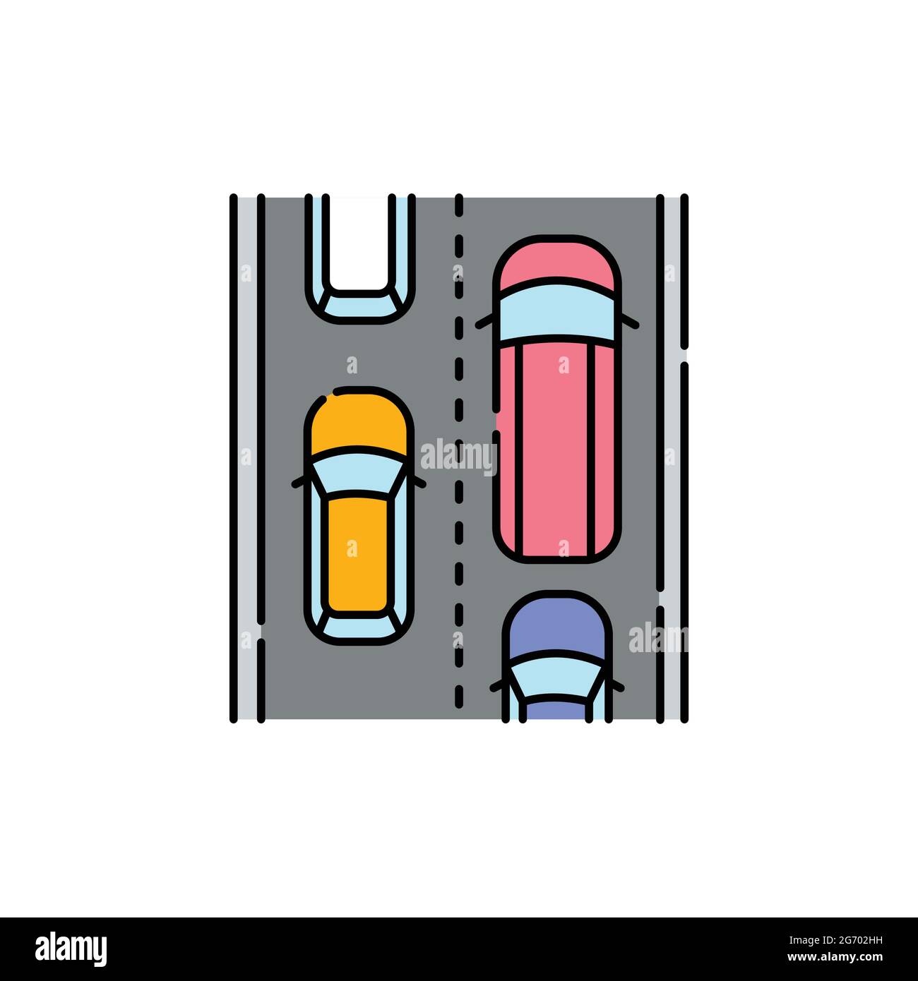 Auto traffic jams sign olor line icon. Road construction. Pictogram for ...