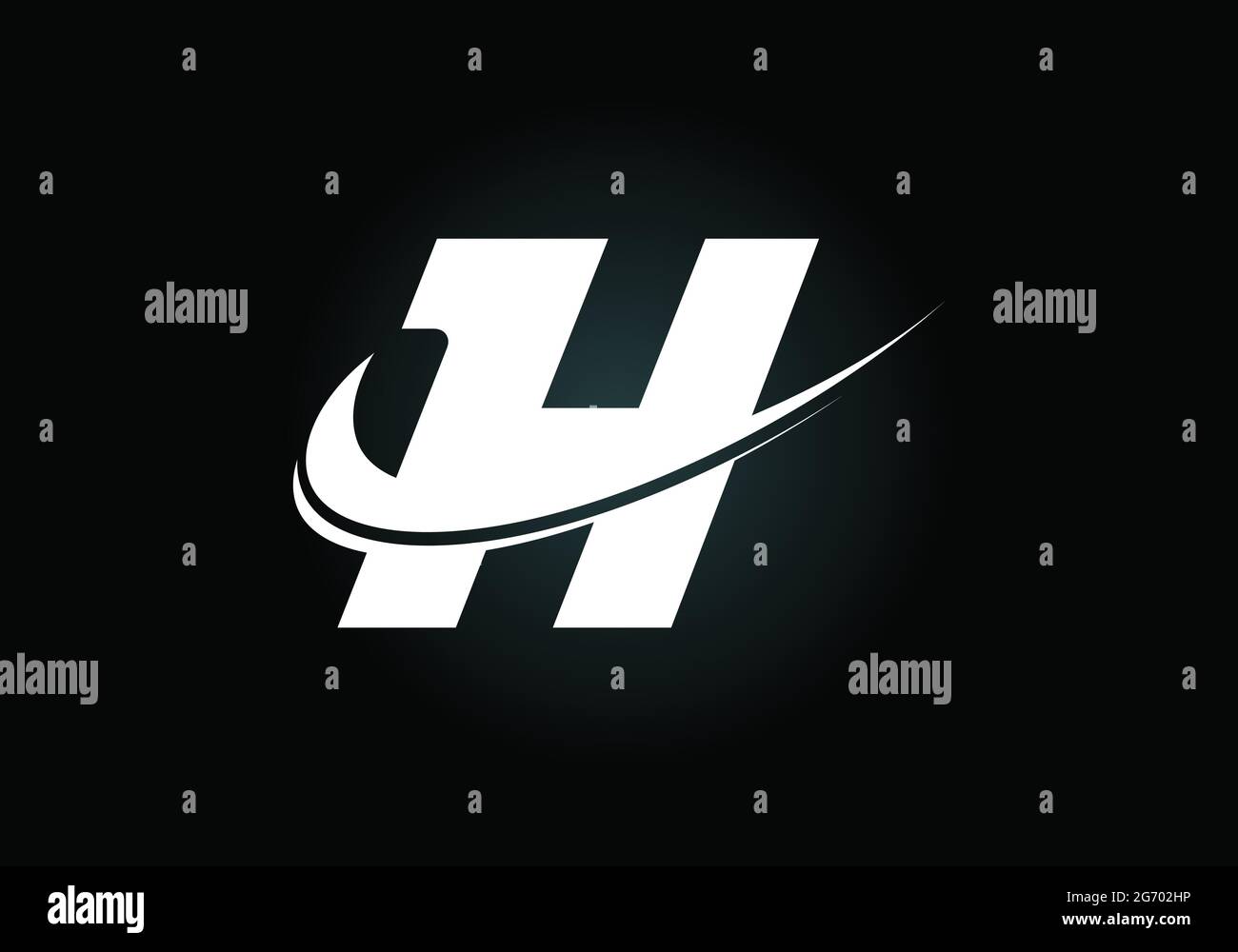Initial letter H with swoosh, black and white logo template. Modern ...