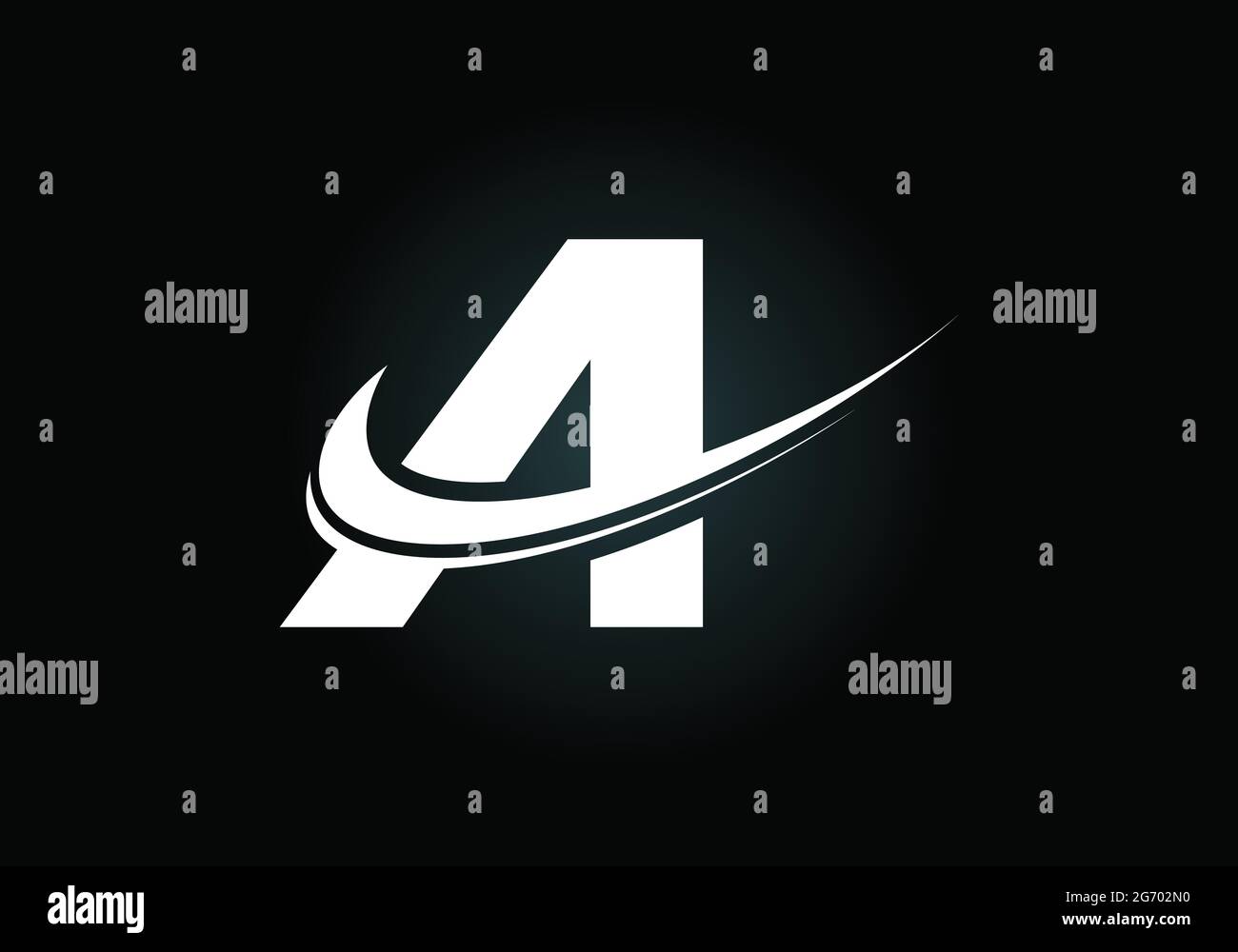 Initial letter A with swoosh, black and white logo template. Modern ...