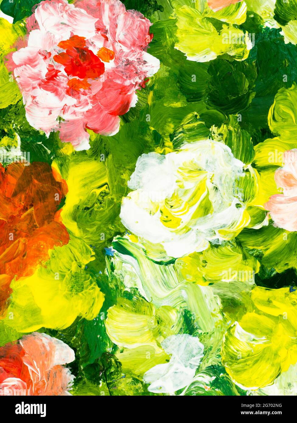 Abstract painting bright flowers, original hand drawn, impressionism ...