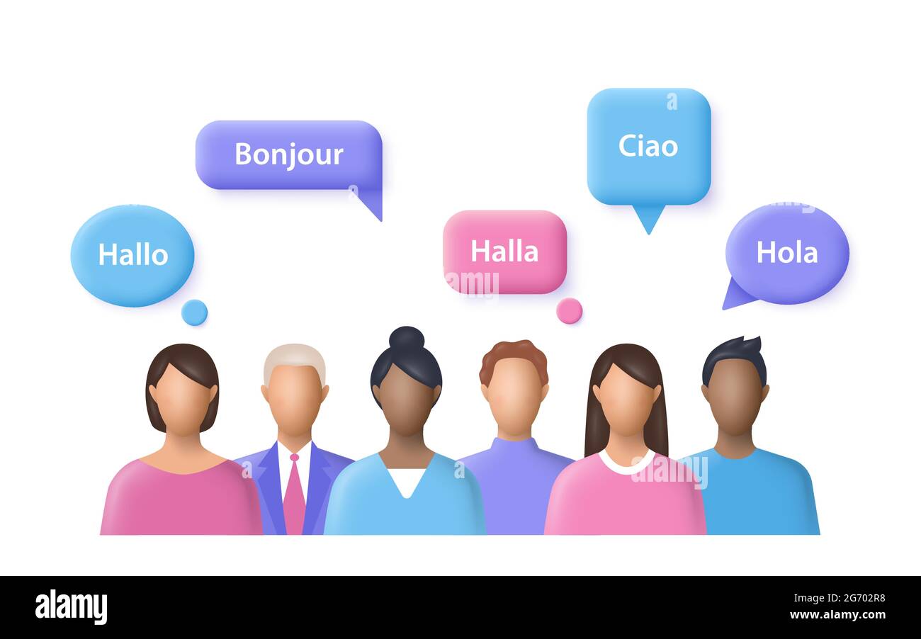 Mother language. People say the word hello in different international ...