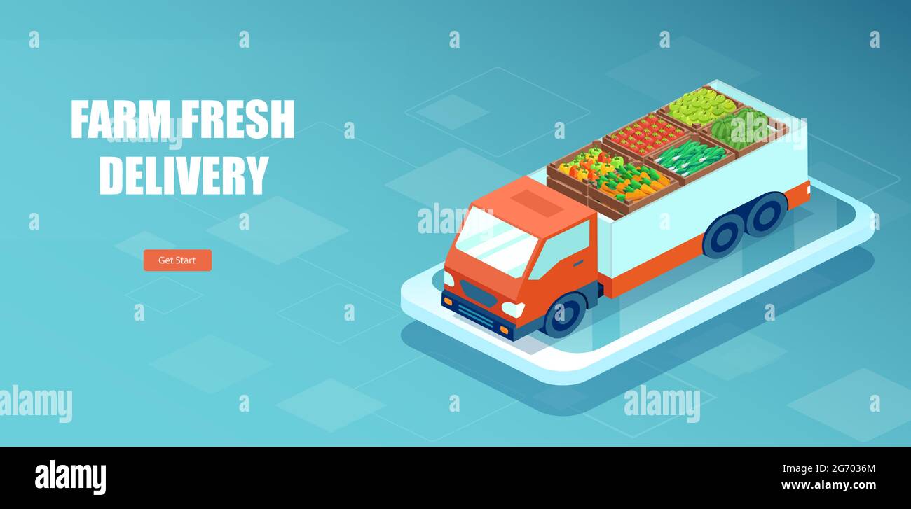 Truck delivery vegetables Stock Vector Images - Alamy