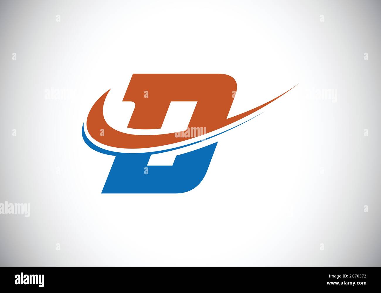Initial letter D with swoosh, red and blue logo template. Modern vector ...