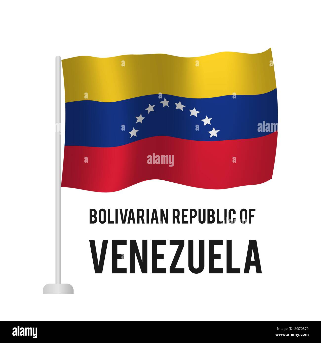 Flag of Venezuela isolated on white. Vector template for typography ...