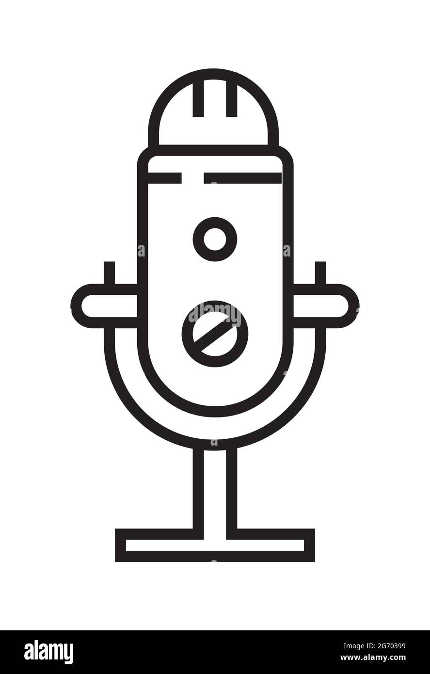 Microphone icon vector in thin line style. Voice over sign. Microphone ...