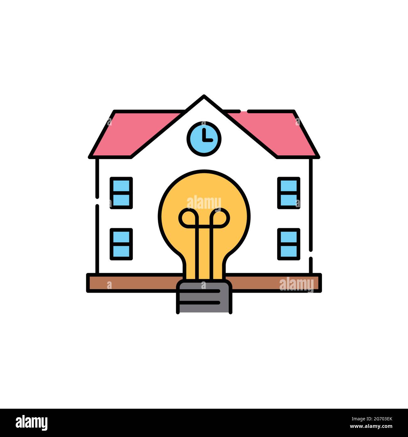 Alternative school olor line icon. Children learning. Pictogram for web ...