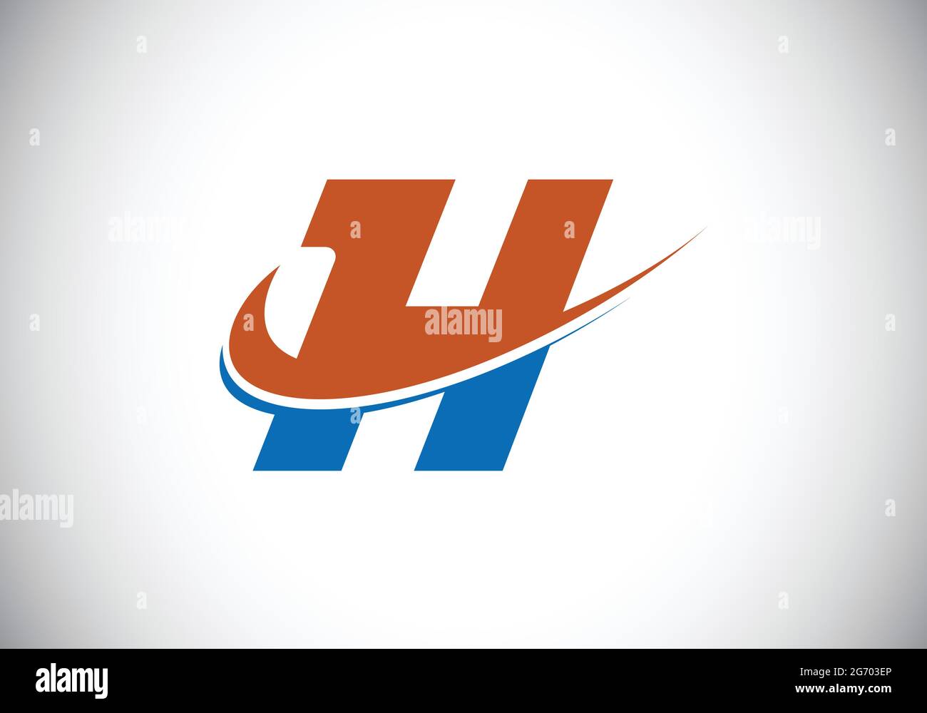 Initial letter H with swoosh, red and blue logo template. Modern vector ...