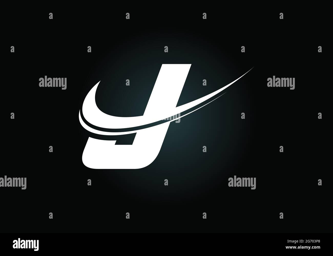 Initial letter J with swoosh, black and white logo template. Modern ...