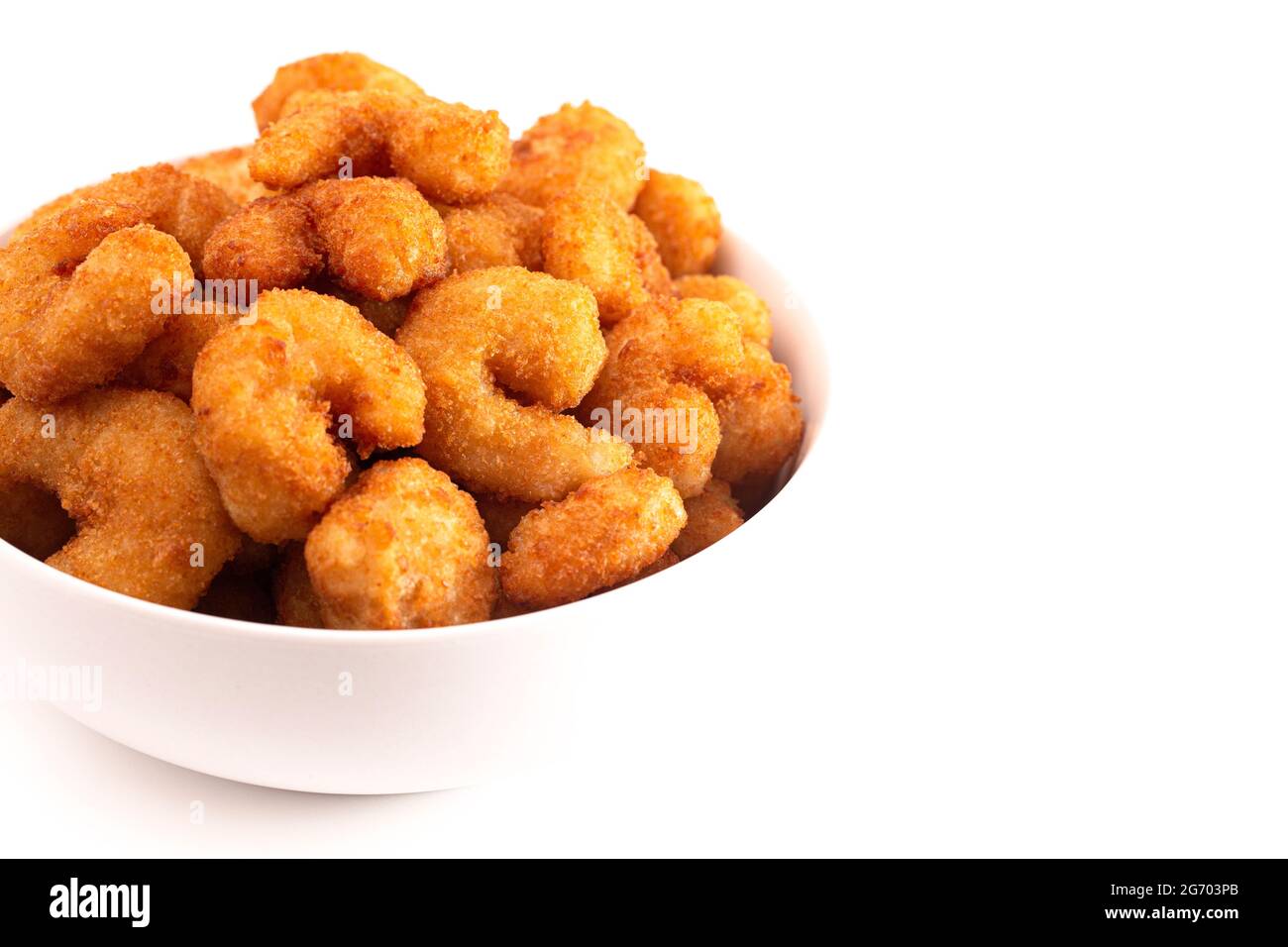 Bowl of Popcorn Shrimp Isolated on a White Background Stock Photo - Alamy