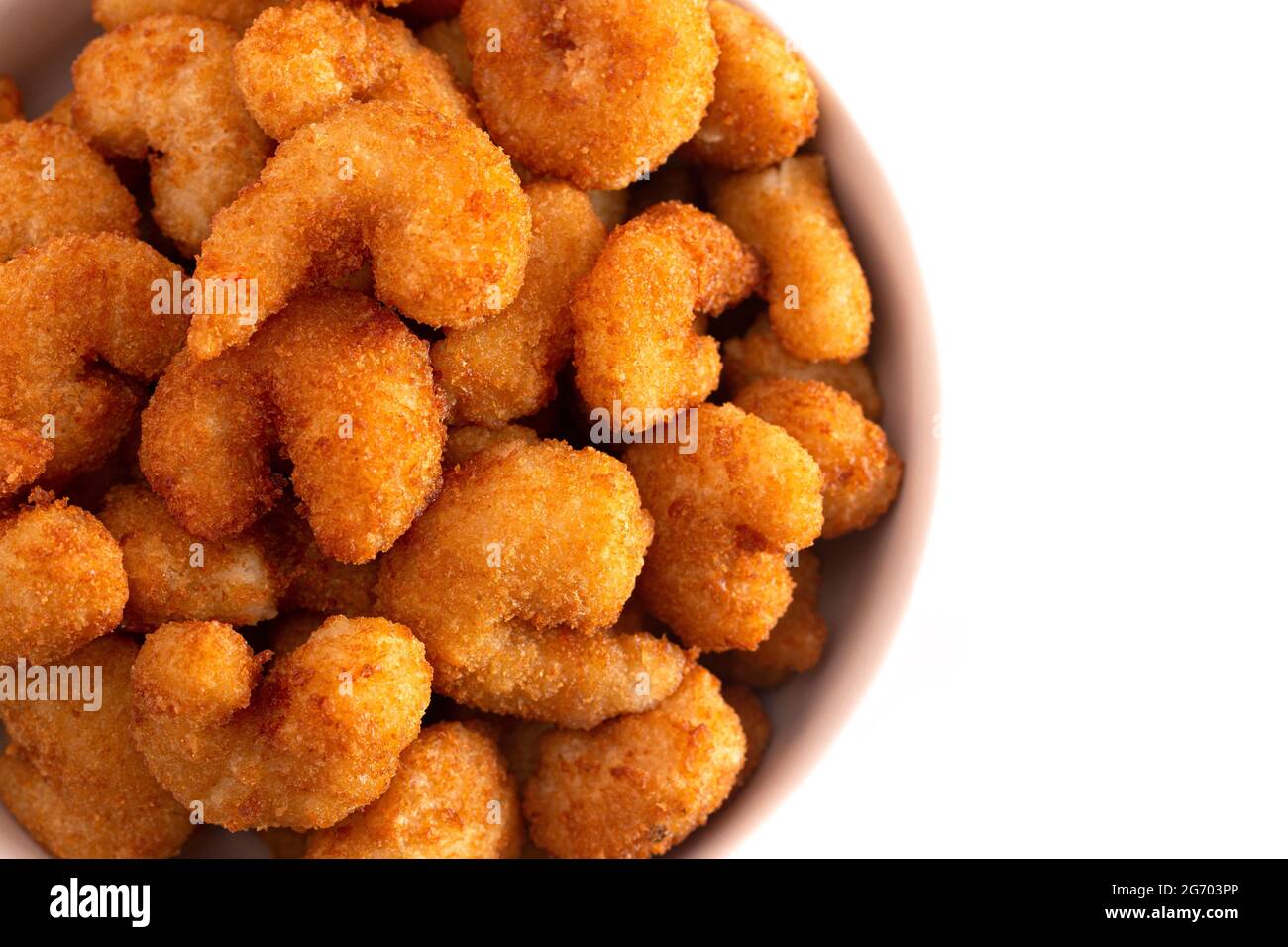 Bowl of Popcorn Shrimp Isolated on a White Background Stock Photo - Alamy