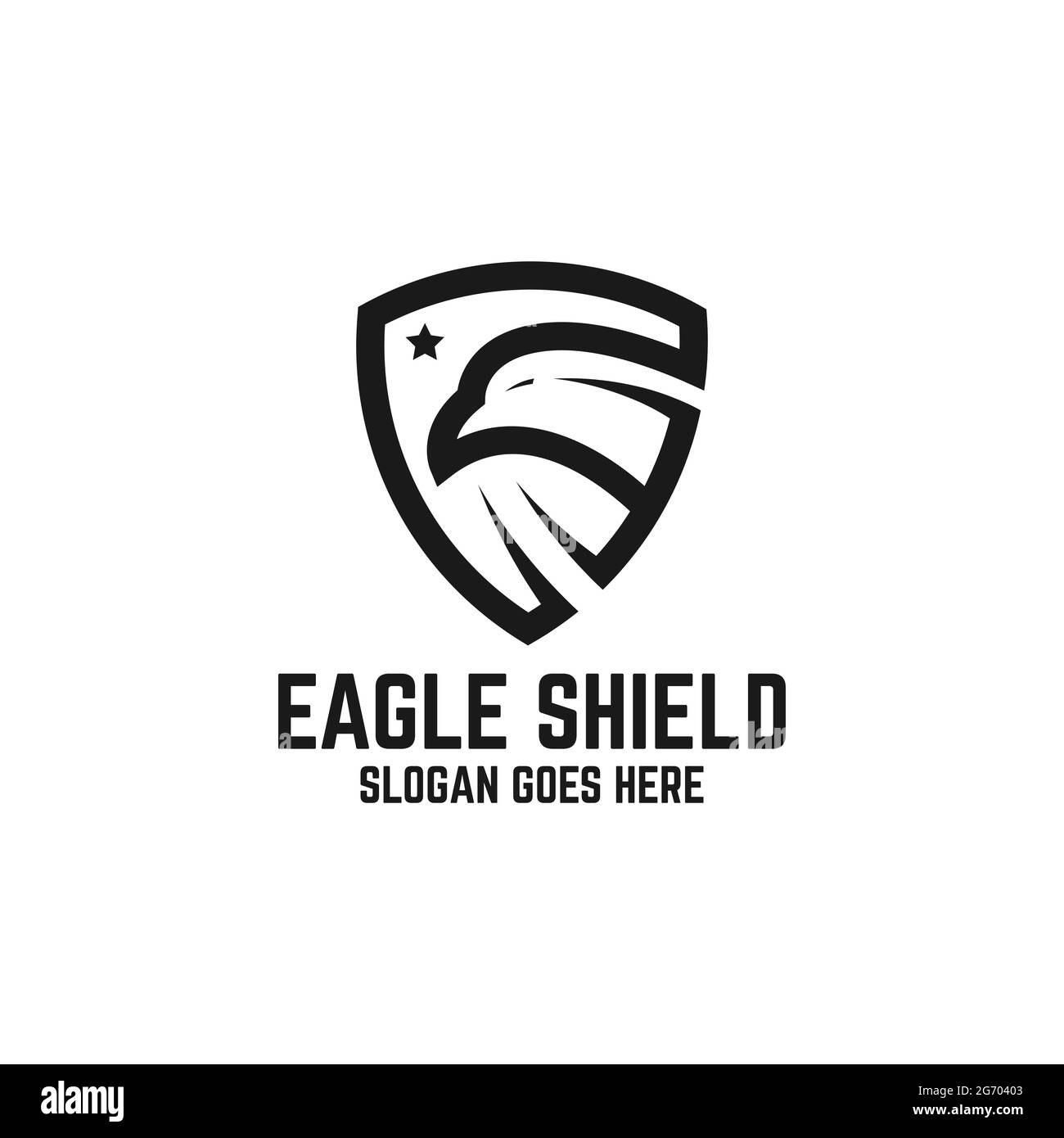eagle hawk guard with star logo design vector, animal shield with line ...