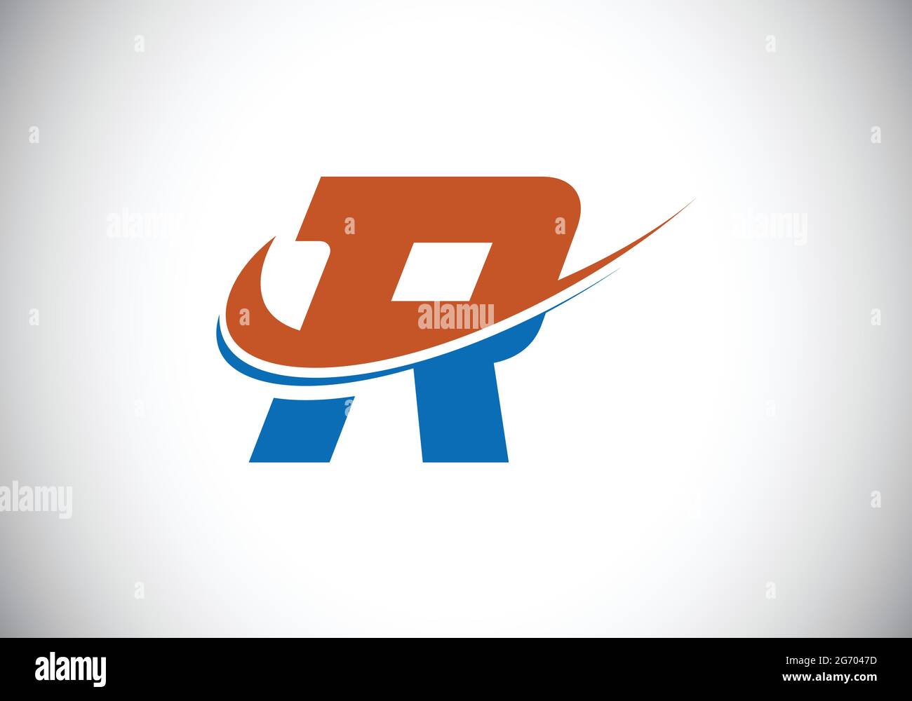 Initial letter R with swoosh, red and blue logo template. Modern vector ...
