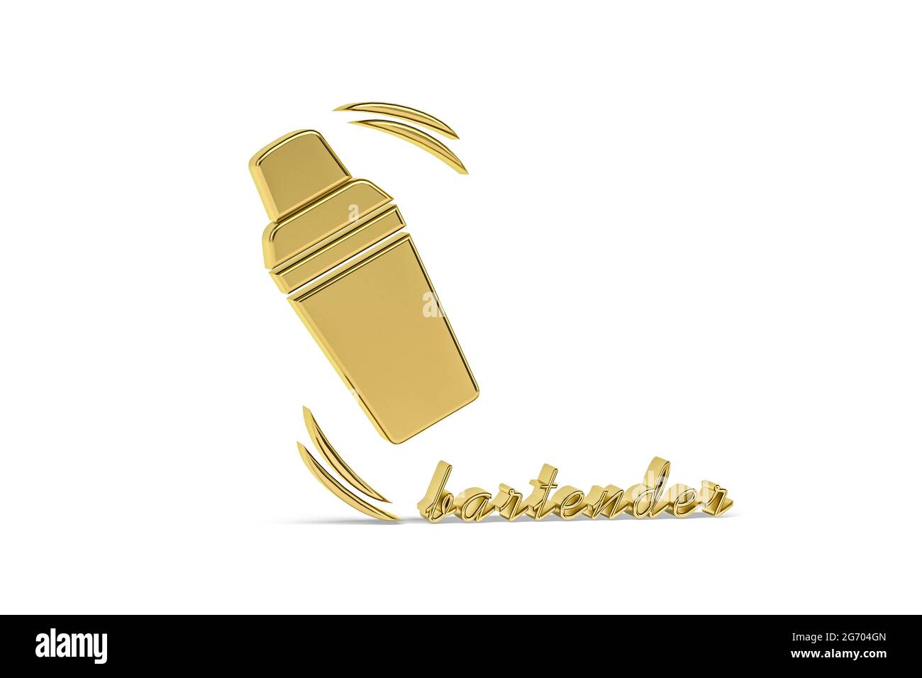 Golden 3d bartender icon isolated on white background - 3d render Stock ...