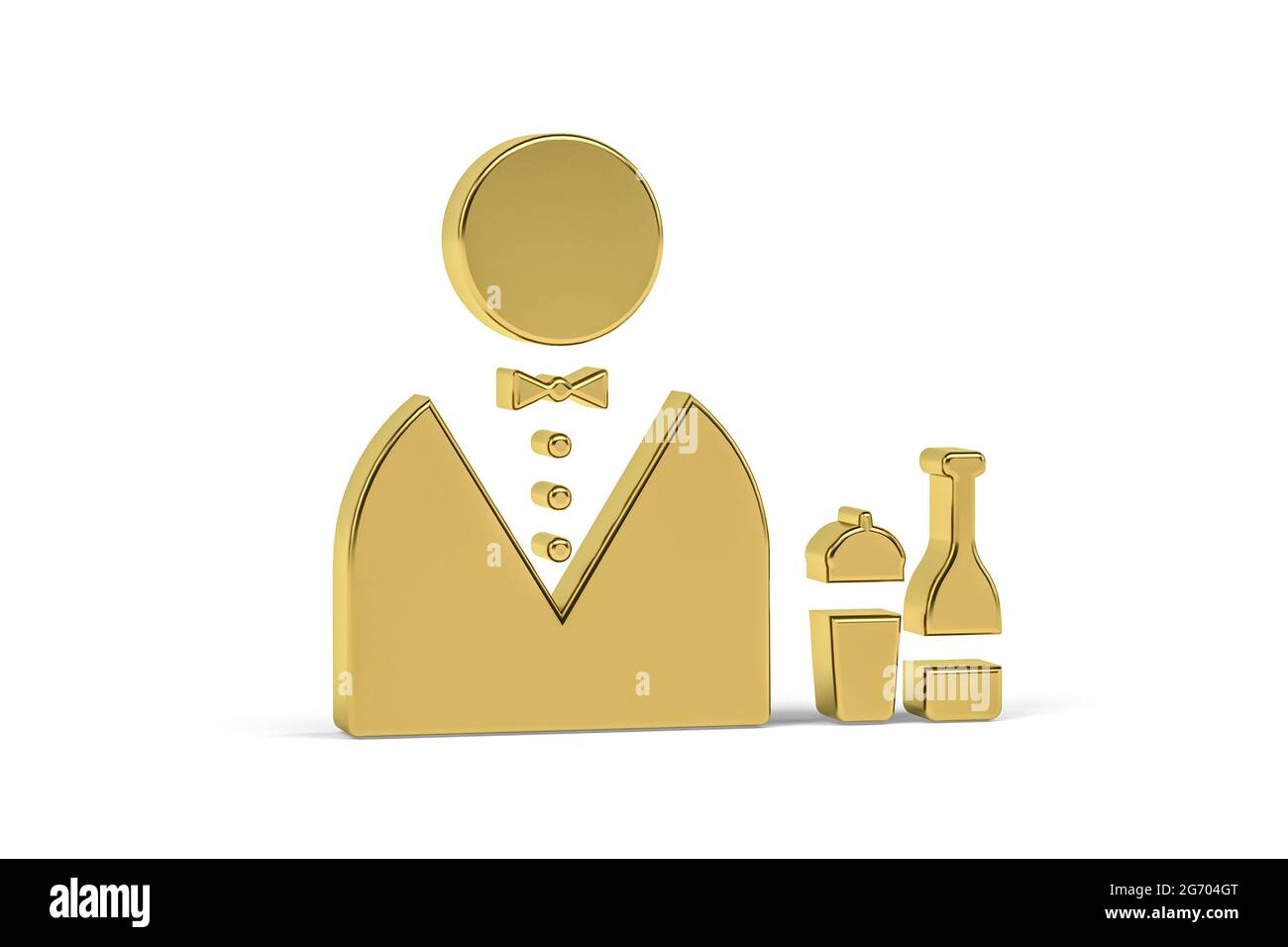 Golden 3d bartender icon isolated on white background - 3d render Stock ...