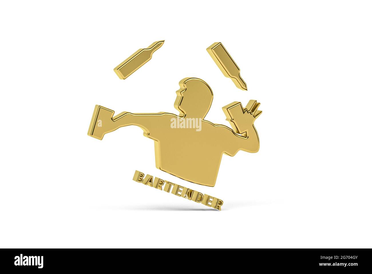 Golden 3d bartender icon isolated on white background - 3d render Stock ...