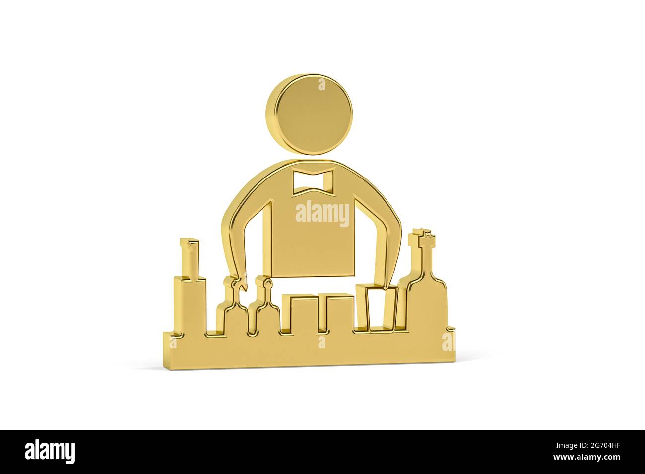 Golden 3d bartender icon isolated on white background - 3d render Stock ...