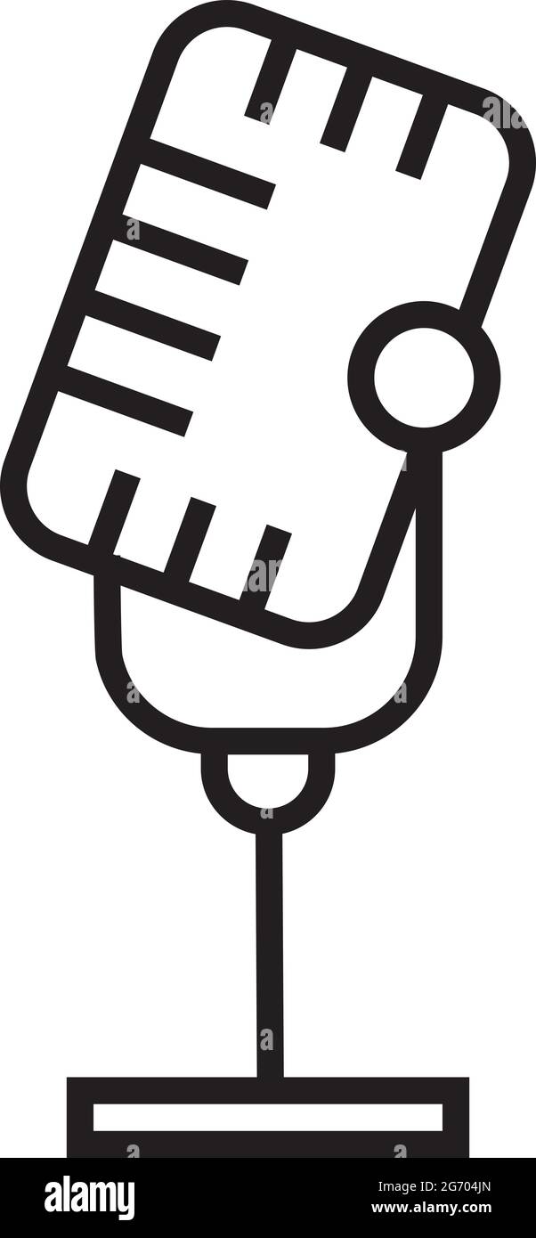 Microphone icon vector in thin line style. Voice over sign. Microphone ...